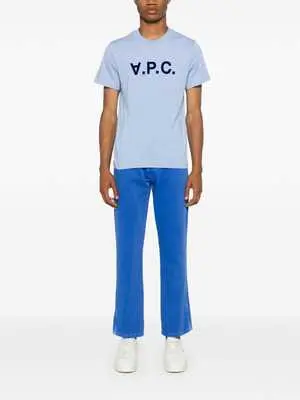 A.p.c. Flocked-logo Cotton T-shirt - Blue