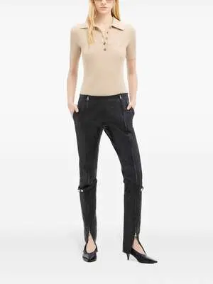 COURREGES Iconic Ribbed-knit Polo Shirt - Neutrals