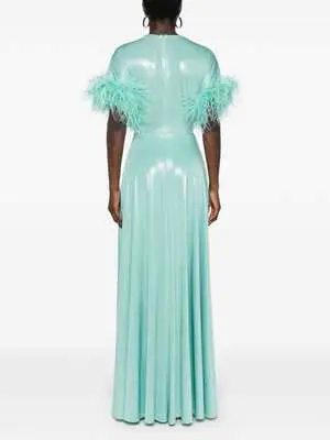 NISSA Feather-trim Lurex Gown