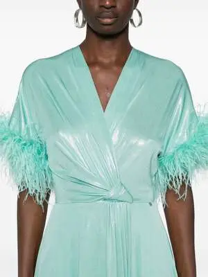 NISSA Feather-trim Lurex Gown