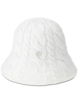 MAISON MICHEL Clem Cable-knit Bucket Hat - White