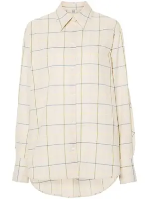 TOTEME Windowpane Print Poplin Shirt