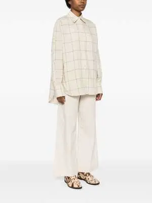 TOTEME Windowpane Print Poplin Shirt
