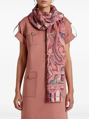 Etro Paisley-print Cashmere-silk Blend Scarf - Pink