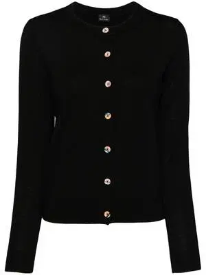 Paul Smith Ribbed-edge Wool Cardigan - Black