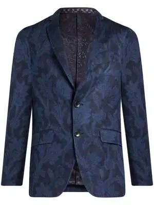 Etro Floral-jacquard Single-breasted Blazer - Blue