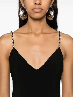 NISSA Ruffled Chiffon Maxi Dress - Black