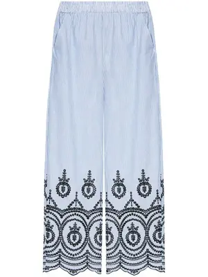 Munthe Embroidered Striped Trousers - Blue