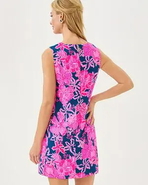 LILLY PULITZER Edita Shift Mini Dress - Starlight Navy Once And Floral Engineered Woven Shift