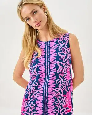 LILLY PULITZER Edita Shift Mini Dress - Starlight Navy Once And Floral Engineered Woven Shift