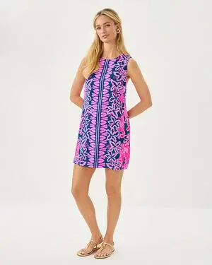 LILLY PULITZER Edita Shift Mini Dress - Starlight Navy Once And Floral Engineered Woven Shift