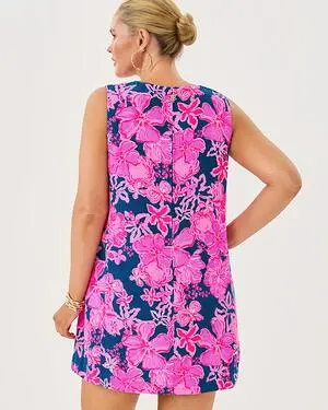 LILLY PULITZER Edita Shift Mini Dress - Starlight Navy Once And Floral Engineered Woven Shift