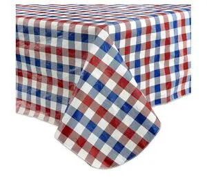 DESIGN IMPORTS Red,white & Blue Check Vinyl Tab Lecloth 60x84 - One-color