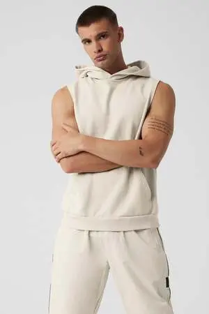 Alo Yoga Chill Sleeveless Hoodie In Beige - Bone | Editorialist