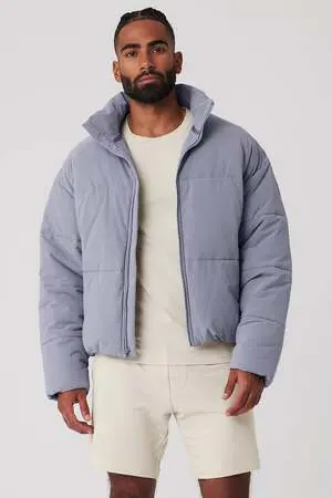 Alo Yoga Stretch Woven Street Puffer Jacket In Grey - Fog