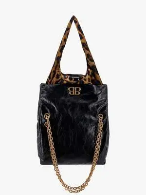 Balenciaga Leather Shoulder Bag With Animalier Insert