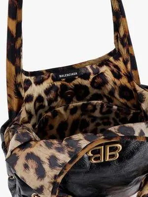 Balenciaga Leather Shoulder Bag With Animalier Insert