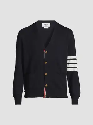Thom Browne Milano 4-bar Cotton Cardigan - Navy