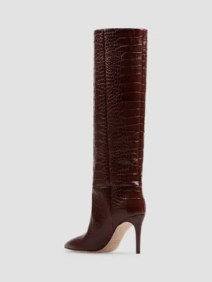 Paris Texas Stiletto 85mm Crocodile-embossed Leather Boots - Brown