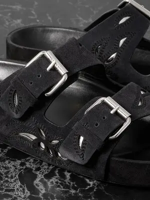 Isabel Marant Lennyo Embroidered Suede Slides