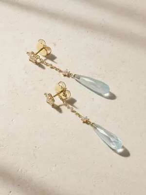 OLE LYNGGAARD COPENHAGEN Shooting Stars 18-karat Aquamarine And Diamond Drop Earrings - Gold