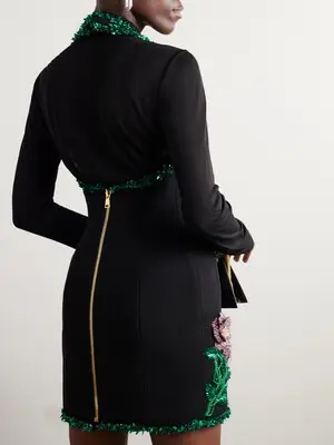 Balmain Embellished Wool Mini Dress