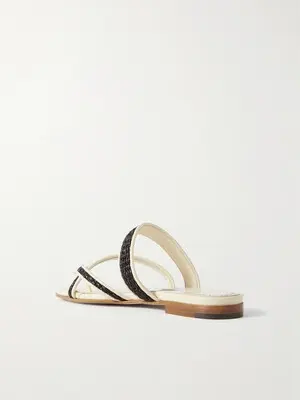 Manolo Blahnik Susara Raffia And Leather Sandals - Neutrals