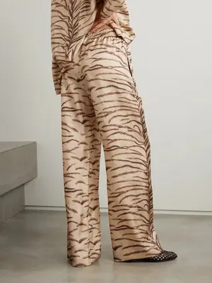 Stella McCartney Tiger-print Wide-leg Pants - Neutrals