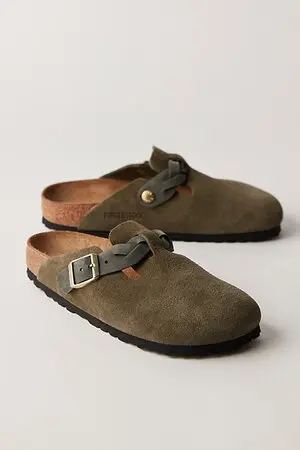 BIRKENSTOCK Boston Braid Clogs - Thyme Suede