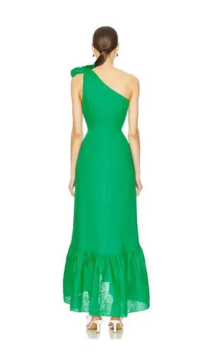 Yumi Kim One-shoulder Floral Accent Midi Dress - Linen Green