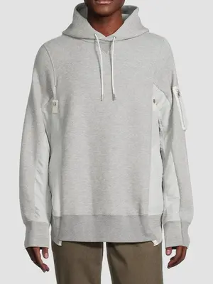 Sacai Sponge Sweat Mixed-media Cotton-blend Hoodie