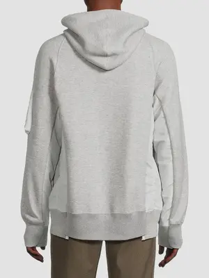 Sacai Sponge Sweat Mixed-media Cotton-blend Hoodie