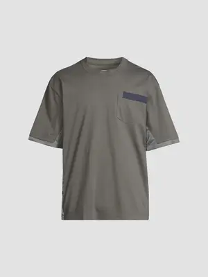 Sacai Cotton Mixed-media T-shirt - Gray