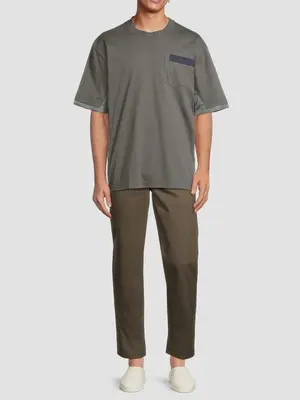 Sacai Cotton Mixed-media T-shirt - Gray