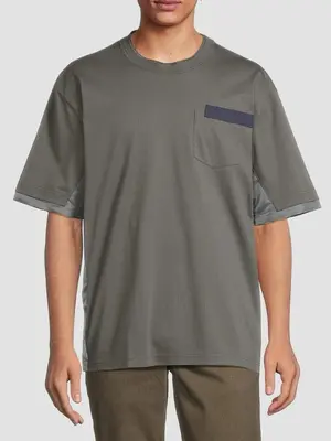 Sacai Cotton Mixed-media T-shirt - Gray