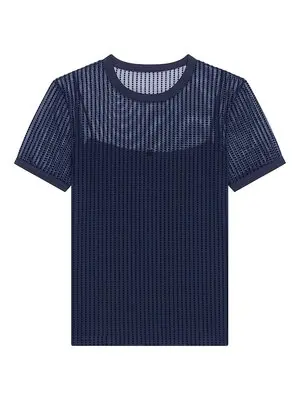 Givenchy Women's Slim Fit Polka Dots T-Shirt In Tulle - Navy  - Navy