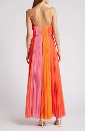 HUTCH Colorblock Pleated Tulle Gown