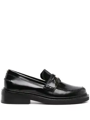 Maje Clover-detail Leather Loafers - Black