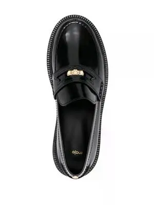 Maje Clover-detail Leather Loafers - Black