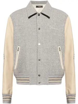 Amiri Contrasting-sleeve Bomber Jacket - Grey