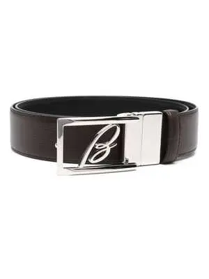 Brioni Leather Belt With Logo Buckle - Brown