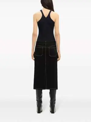 COURREGES Logo-embroidered Ribbed Tank Top - Black