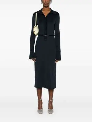 Givenchy Belted Polo-collar Midi Dress - Blue