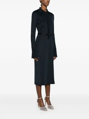 Givenchy Belted Polo-collar Midi Dress - Blue