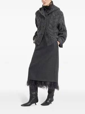 Brunello Cucinelli Feather-trimmed Wool Skirt