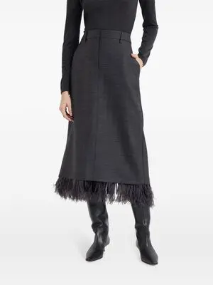 Brunello Cucinelli Feather-trimmed Wool Skirt