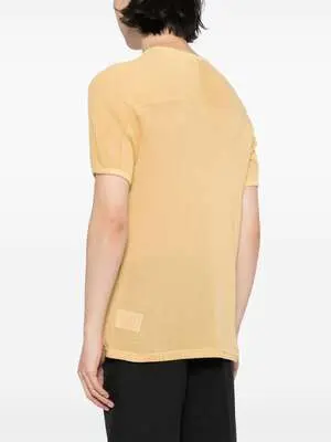 COURREGES Logo-print V-neck T-shirt - Yellow