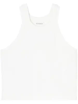 Closed Ribbed Tank Top - White