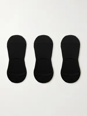 Mr P. Three-pack No-show Cotton-blend Socks - Black