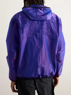 Burberry Iridescent Shell Zip-Up Hooded Jacket In Purple - 60% Off